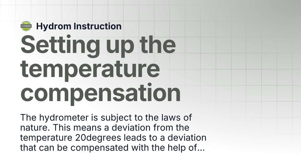Setting up the temperature compensation | Hydrom Instruction